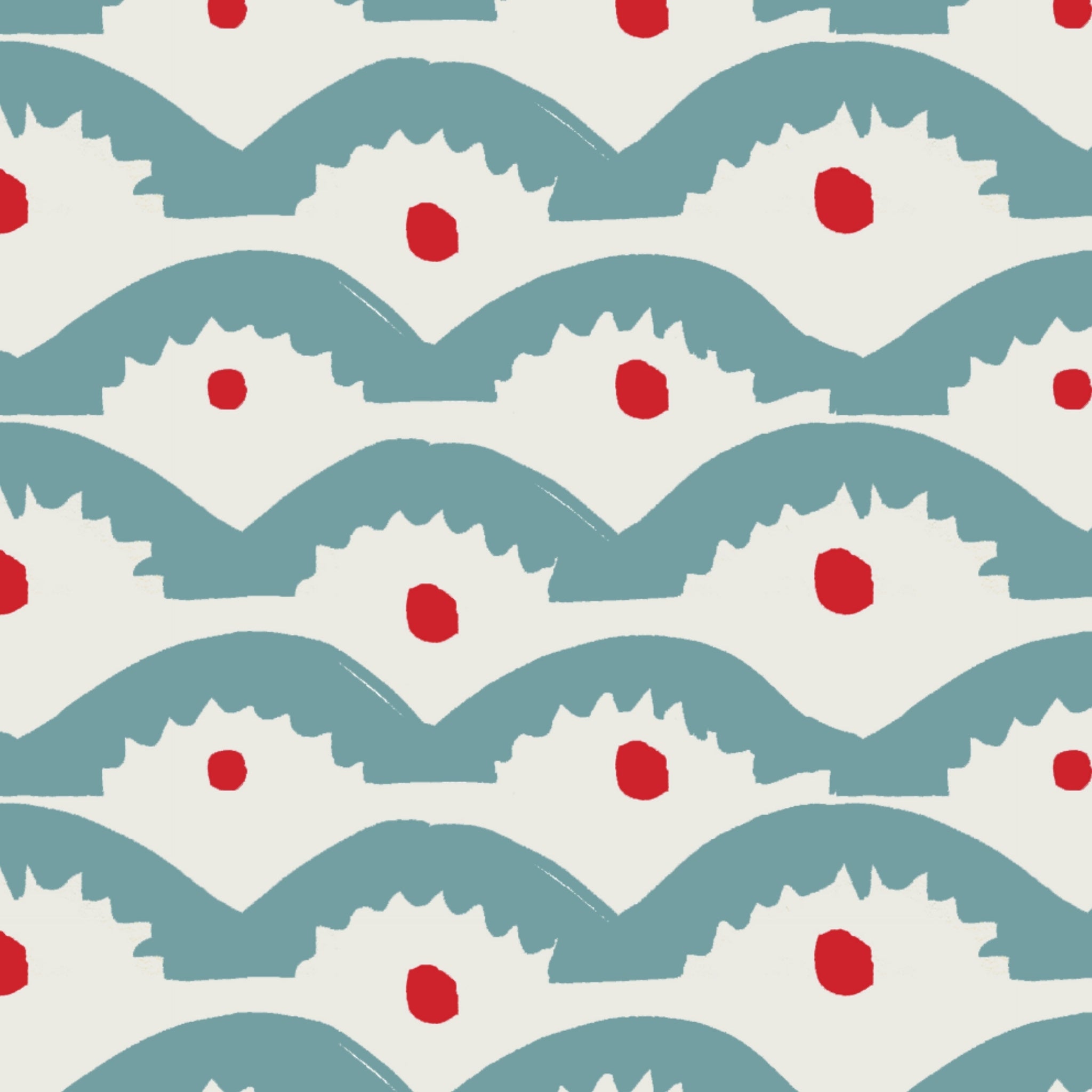 Wiggly Squiggly Wallpaper ~ Blue and Red – Annika Reed Studio
