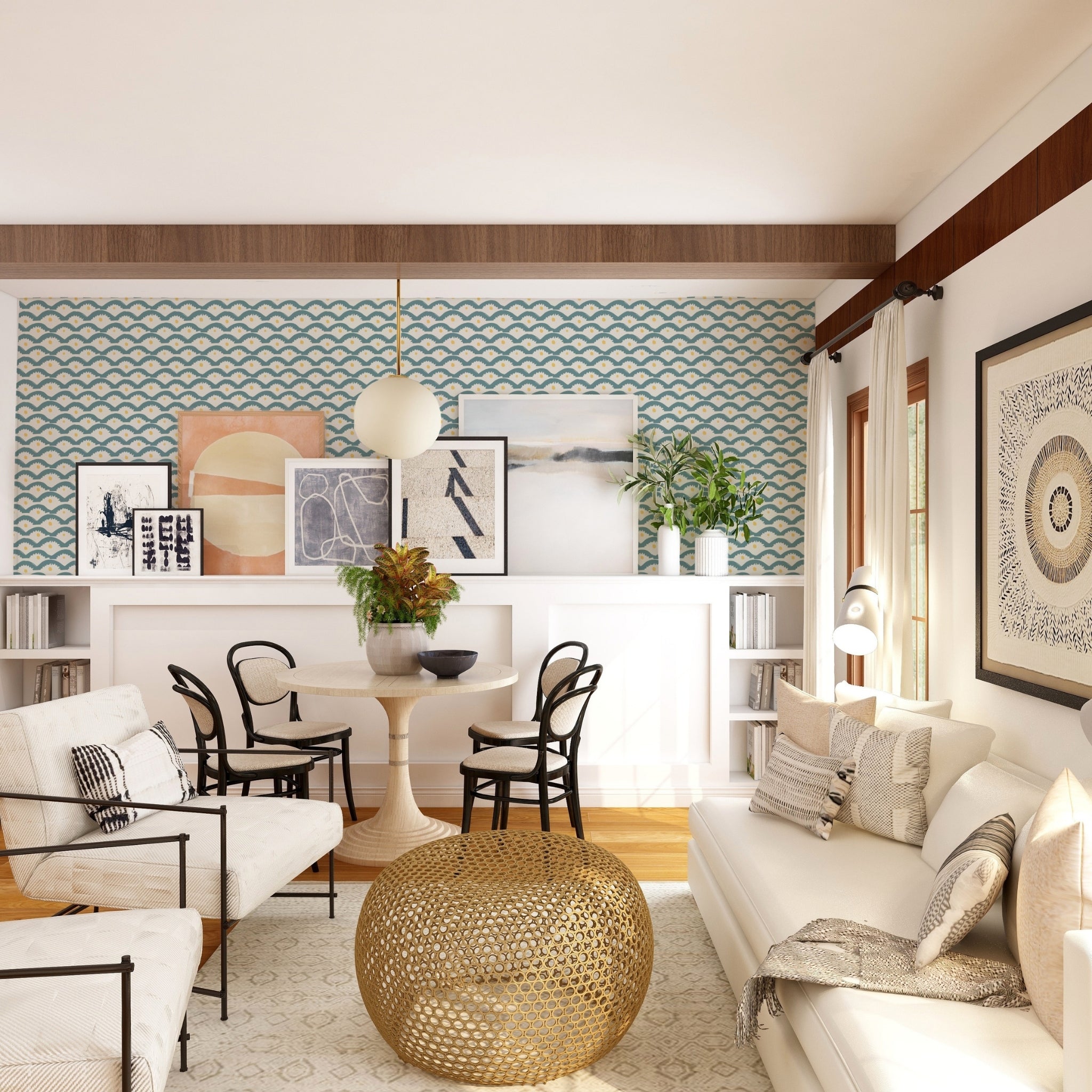 Wiggly Squiggly Wallpaper ~ Blue and Yellow – Annika Reed Studio