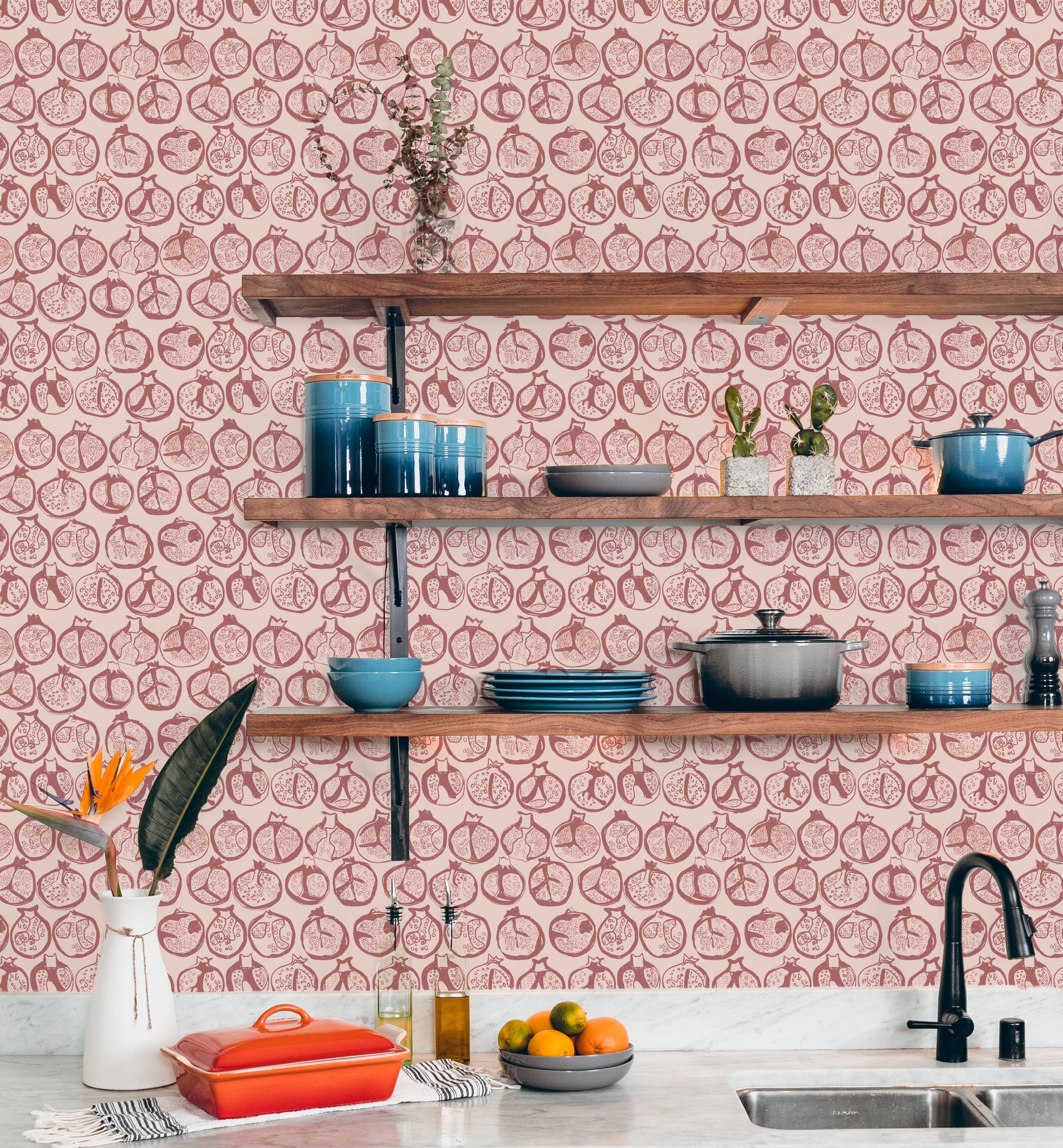 Pomegranate Kitchen Wallpaper by Annika Reed Studio – Annika Reed ...